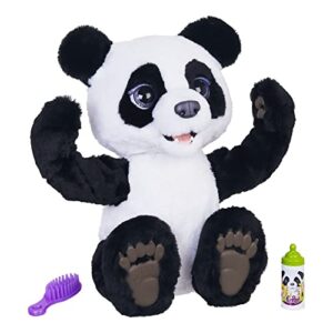 furreal friends fur real friends plum, the curious panda cub interactive plush toy, ages 4 and up, black