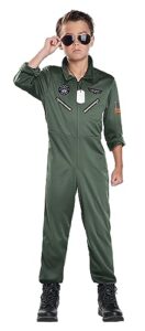 california costumes child unisex fighter pilot child costume army green, extra large