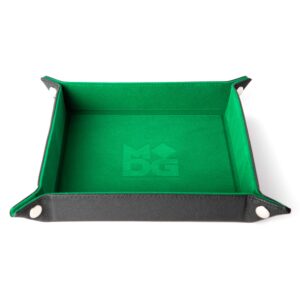 metallic dice games fanroll fold up velvet dice tray w/pu leather backing: green, role playing game dice accessories for dungeons and dragons