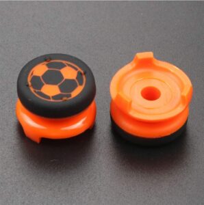 2 pcs heightened thumbstick anti-slip enhanced analog joystick extender thumb grip stick cap cover for playstation 4 ps4 conteoller (football-orange)