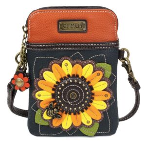 chala group chala handbags sunflower cellphone crossbody handbag, 5" x 7.5" x 1"