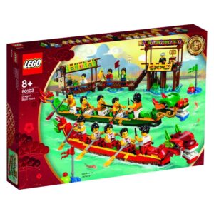 lego dragon boat race - stage dragon boat race and paddle for victory!