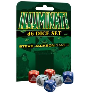 illuminati d6 dice set | 6 pcs | 19mm six-sided | pearlized dice | tabletop roleplaying games | rpg | from steve jackson games