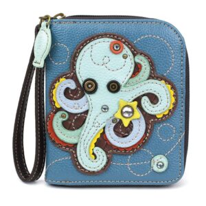 chala handbags octopus zip-around wallet/wristlet octopus lovers collectors