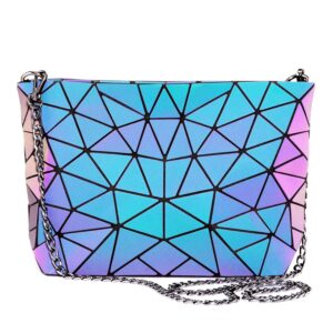 lovevook geometric luminous purses and handbags for women holographic reflective crossbody bag wallet