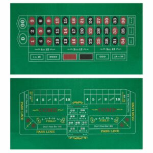 brybelly double-sided craps table & roulette casino felt | convenient, space-saving 36" x 18" roll-up casino gambling tabletop mat | smooth 2mm mini-felt for coffee table texas hold 'em & blackjack