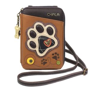 chala handbags paw print wallet crossbody handbag - convertable strap, dog mom, dog lover