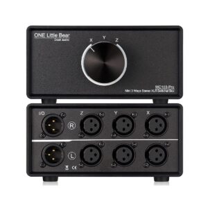 nobsound 3-in-1-out xlr audio switch ; balanced audio converter ; 3-way stereo passive audio selector switcher (mc103 pro 3-in)