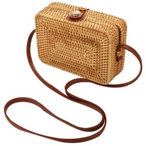 lxxuy womens straw bag round rattan crossbody bag handwoven natural summer beach shoulder bag (brown) large