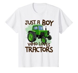 kids just a boy who loves tractors t shirt farm kid birthday gift t-shirt