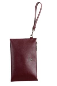 versace 100% leather burgundy women's wristlet clutch