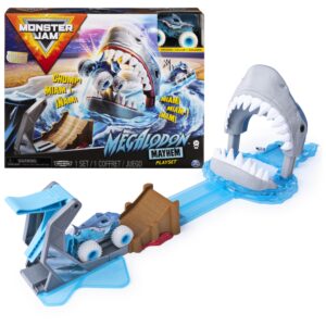 monster jam, official megalodon mayhem playset with exclusive 1:64 scale megalodon die-cast monster truck