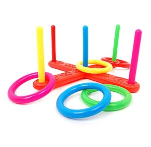 toxz child's hoop ring toss plastic ring toss quoits garden throwing game pool toy outdoor fun set,safety material