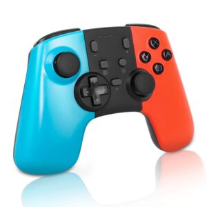 controller für nintendo switch, stoga wireless controller with rechargeable battery, gamepad joystick für switch mit 6-achsen turbo dual shock gyro achse (rot& blau)