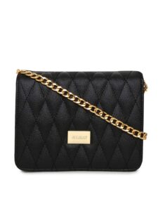 kleio women's quilted vibrant cross body sling hand bag for medium black