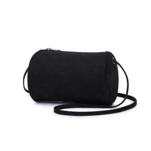 yonben cross body bag womens casual cylinder shape handbag simply new popular shoulder bag lightweight stylish (black)