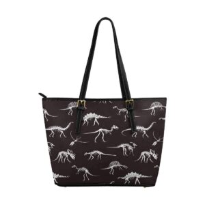 interestprint dinosaur bones women totes top handle handbags pu leather purse