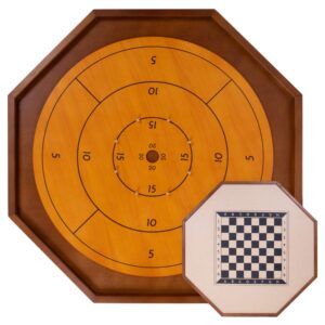 tournament crokinole & checkers | classic dexterity board game for two players | 24 black & white discs & game board | 30 inch