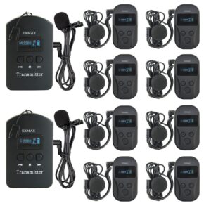 exmax exd-101 2.4g wireless handfree tour guide system translation equipment with 9999 channels for tour guide, interpreter, coach, trainee(2 transmitters 8 receivers)