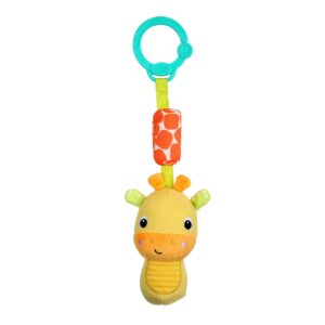 bright starts giraffe chime along friends plush take-along stroller or carrier toy, ages 0 month+