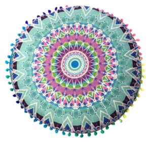 therasoon mandala tapestry mat, indian mandala beach towel round, mandala tapestry towel blanket yoga (green, free size)