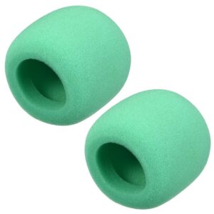 uxcell 2pcs thicken ball-type sponge foam mic cover handheld microphone windscreen shield protection green for ktv broadcasting