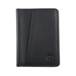 tyni bifold wallet (slim sleeve design, rfid protected, holds 5-12 cards, folded note section) - black