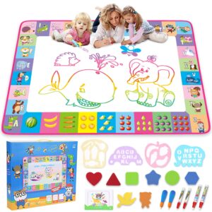 water doodle mat - kids painting writing doodle toy board - color doodle drawing mat bring magic pens educational toys for age 3 4 5 6 7 8 9 10 11 12 year old girls boys age toddler gift (pink)