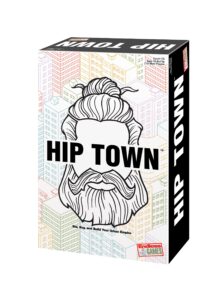 hip town, fun and fast paced game of trading, bidding and building to create hippest neighborhood in hiptown - 2 or more players ages 13 & up