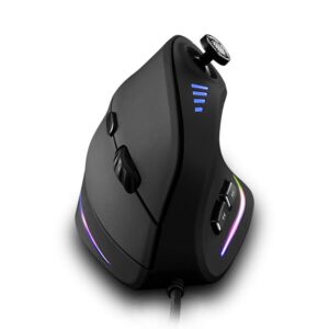 vertical mouse, ergonomic usb wired vertical mouse with [5 d rocker] [10000 dpi] [11 programmable buttons], rgb gaming mouse for gamer/pc/laptop/computer