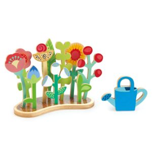 tender leaf toys - flower bed - indoor garden pretend play wooden toy with flowers and foliage - educational, creative and basic life learning skills fun for children 3+