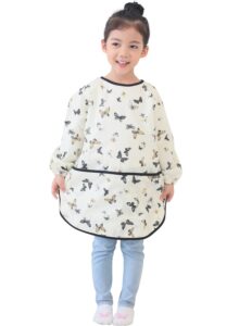 plie waterproof kids art smocks 53 colors (age 1-10, s-xxl size), butterfly print (38-xxl)