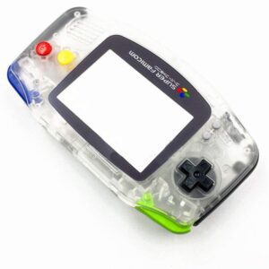 full housing case cover housing shell replacement for game boy advance gba shell case with buttons kit-clear+colorful buttons+sfc glass lens