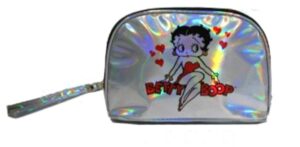 betty boop wallet - clasp closure or zip around clutch wallet wristlet phone case organizer wallet with wrist strap (silver pouch/wallet)