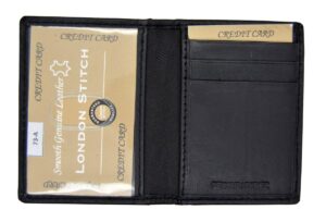 slim leather black bi-fold wallet credit card holder thin pockets unisex men women wallet