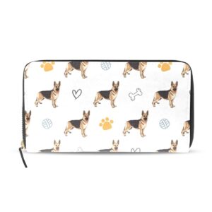 wallet long clutch german shepherd dog zipper purse pu leather card holder organizer