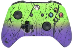 hand airbrushed fade custom controller - compatible with xbox one (matte green & purple)