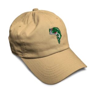 soft baseball cap fish sea bass embroidery ocean and bass twill cotton dad hats for men women khaki design only