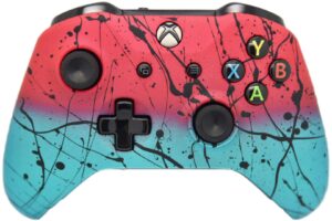 hand airbrushed fade custom controller - compatible with xbox one (matte red & teal)