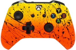 hand airbrushed fade custom controller - compatible with xbox one (matte orange & yellow)