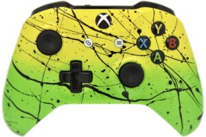 hand airbrushed fade custom controller - compatible with xbox one (yellow & green)