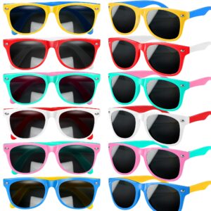 ginmic valentines kids sunglasses party favors, 12pack neon for kids, boys and girls, great gift birthday supplies, beach, pool favors, fun gift, toys, goody bag favors - 80’s accessories