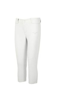 mizuno girls belted stretch fastpitch softball pant , white, small