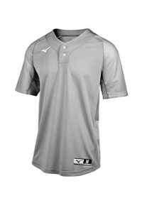 mizuno mens aerolite adult 2-button baseball jersey, grey, large us