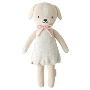 cuddle + kind mia the dog little 13" hand-knit doll – 1 doll = 10 meals, fair trade, heirloom quality, handcrafted in peru, 100% cotton yarn