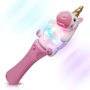 artcreativity unicorn wand - 9.5 inch light up spinning wand with leds - fun pretend play prop for kids - unicorn light up spinner wand - best birthday gift for girls and boys - batteries included