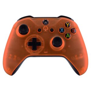 extremerate foggy clear orange faceplate cover for xbox one wireless controller (model 1708), custom case front housing shell for xbox one s & xbox one x controller - controller not included