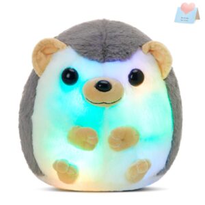 bstaofy 10'' light up hedgehog stuffed animal glow soft plush toy led nightlight bedtime gift for toddlers kids on birthday christmas valentines day