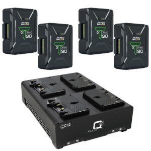 4x titon 90 14.4v 92wh gold mount lithium-ion batteries, bundle with anton bauer lp4 quad battery charger