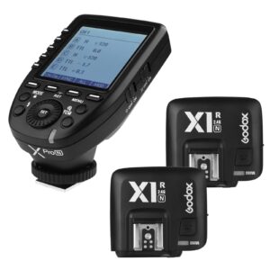 godox xpro-n 2.4g x system ttl wireless flash trigger transmitter & 2 x godox x1r-n controller receiver compatible for nikon flash…